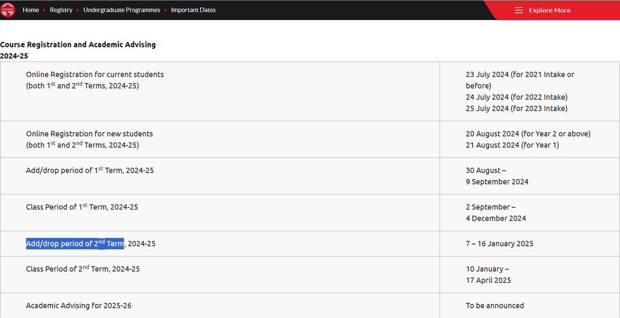 想問下Add/drop period of 2nd Term係咪可以更改上timetable? (Year 1) - 嶺南大學板 | Dcard