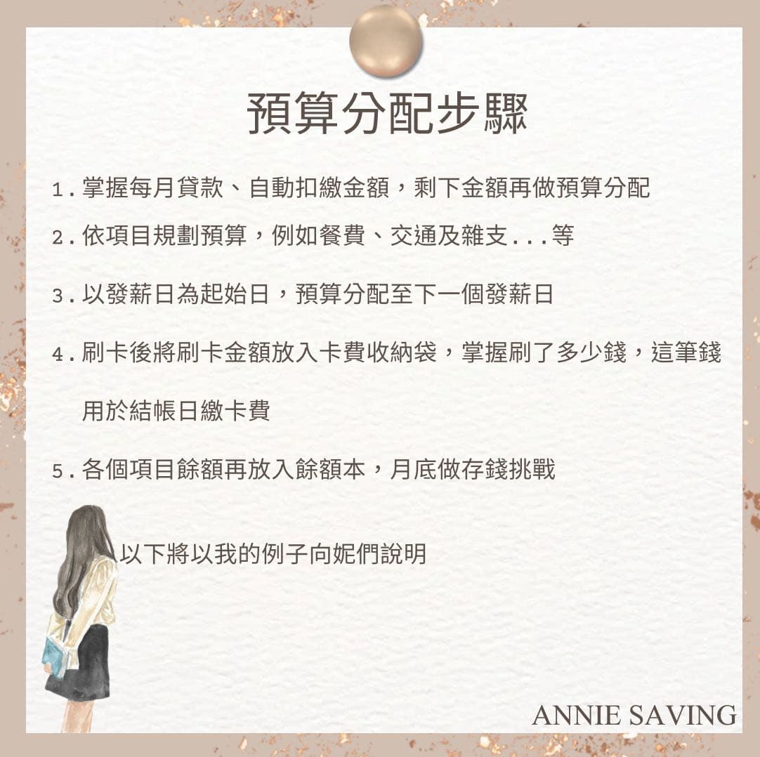 現金生活預算分配教學 - annie.saving (@hijklmno) | Dcard