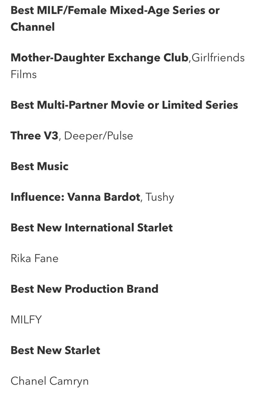 2024 AVN Award Winners - 西斯板 | Dcard
