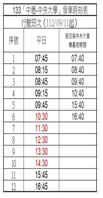 2024/5/1 最新版 132 133 172 173時刻表整理 - 中央大學板 | Dcard