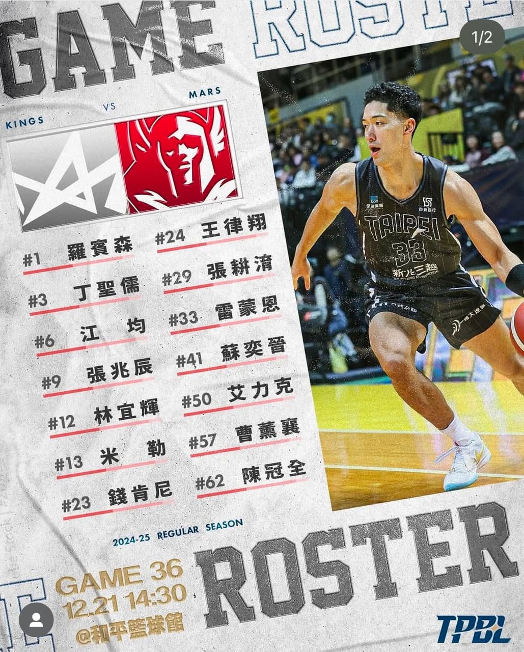 #討論 2024/12/21 TPBL 24-25 G36 / 國王🫅（7-2）VS. 戰神🪖（4-6）/ 賽事討論區 - 籃球板 | Dcard