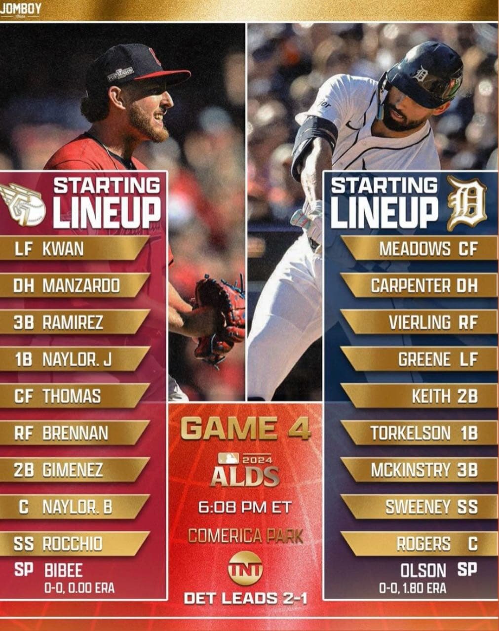 #賽事討論 2024/10/11 MLB ALDS G4 / 守護者 VS. 老虎 / 賽事討論區（T.Bibee VS. R.Olson）老虎 2-1 領先 - MLB板 | Dcard