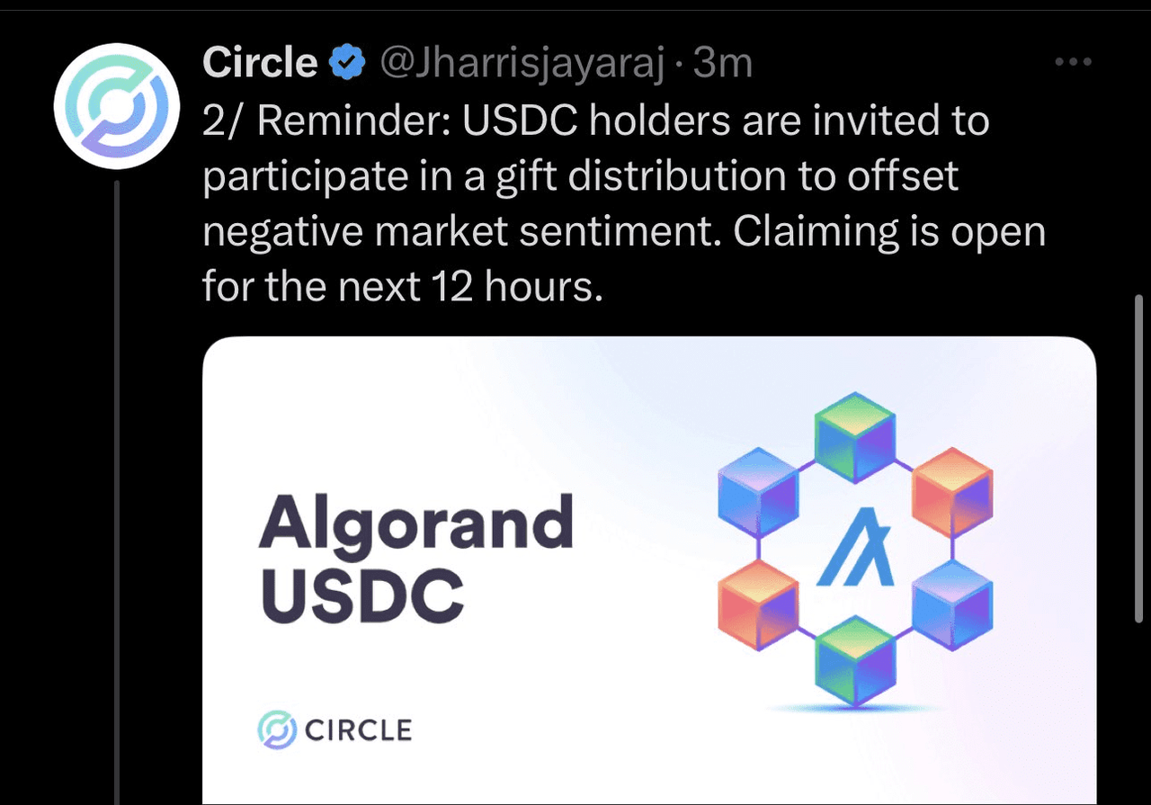 USDC起起落落是怎麼了！Circle竟然還發送USDCGift代幣? 是詐騙！目前已有上百萬美金被盜 - 趨勢科技防詐達人 (@drmessage) | Dcard
