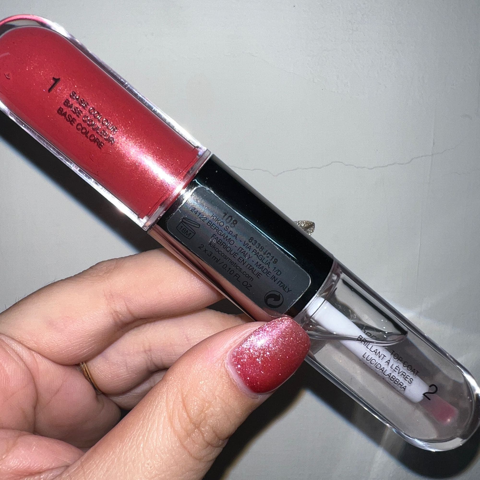 #分享 #更新# 閃閃發亮的碎鑽草莓色 🍓KIKO雙頭唇釉色號108 #過年武林 - 美妝板 | Dcard