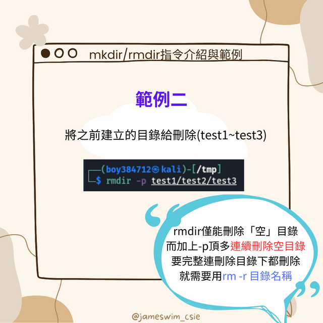 【Linux】mkdir/rmdir指令（多圖 左滑） - 無名小卒 (@jameswim) | Dcard