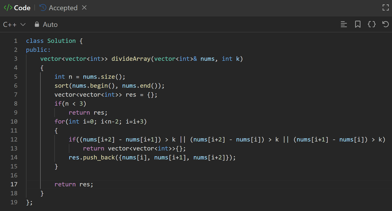 2966. Divide Array Into Arrays With Max Difference 解題紀錄 - 佛朗火箭製造基 ...