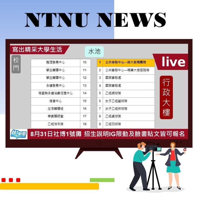 【師大新聞NTNU news招募】快來社團博覽會1️⃣號攤，完成 指定任務，就能領取消暑冰棒🧊 - 師範大學板 | Dcard