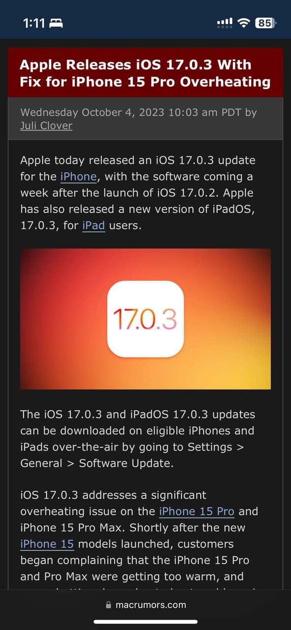 #iPhone 解決 iPhone 15 過熱軟體更新推出 - Apple板 | Dcard