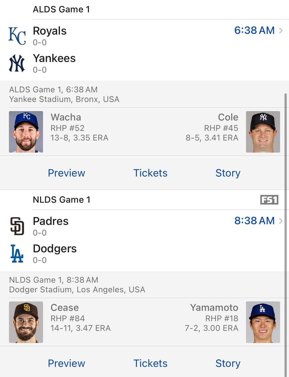 #賽事討論 2024/10/6 NLDS 所有比賽的先發投手（4 場） - MLB板 | Dcard