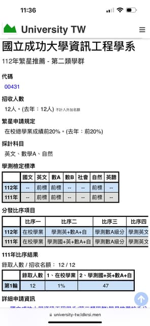 成大資工繁星請益 升大學考試板 Dcard
