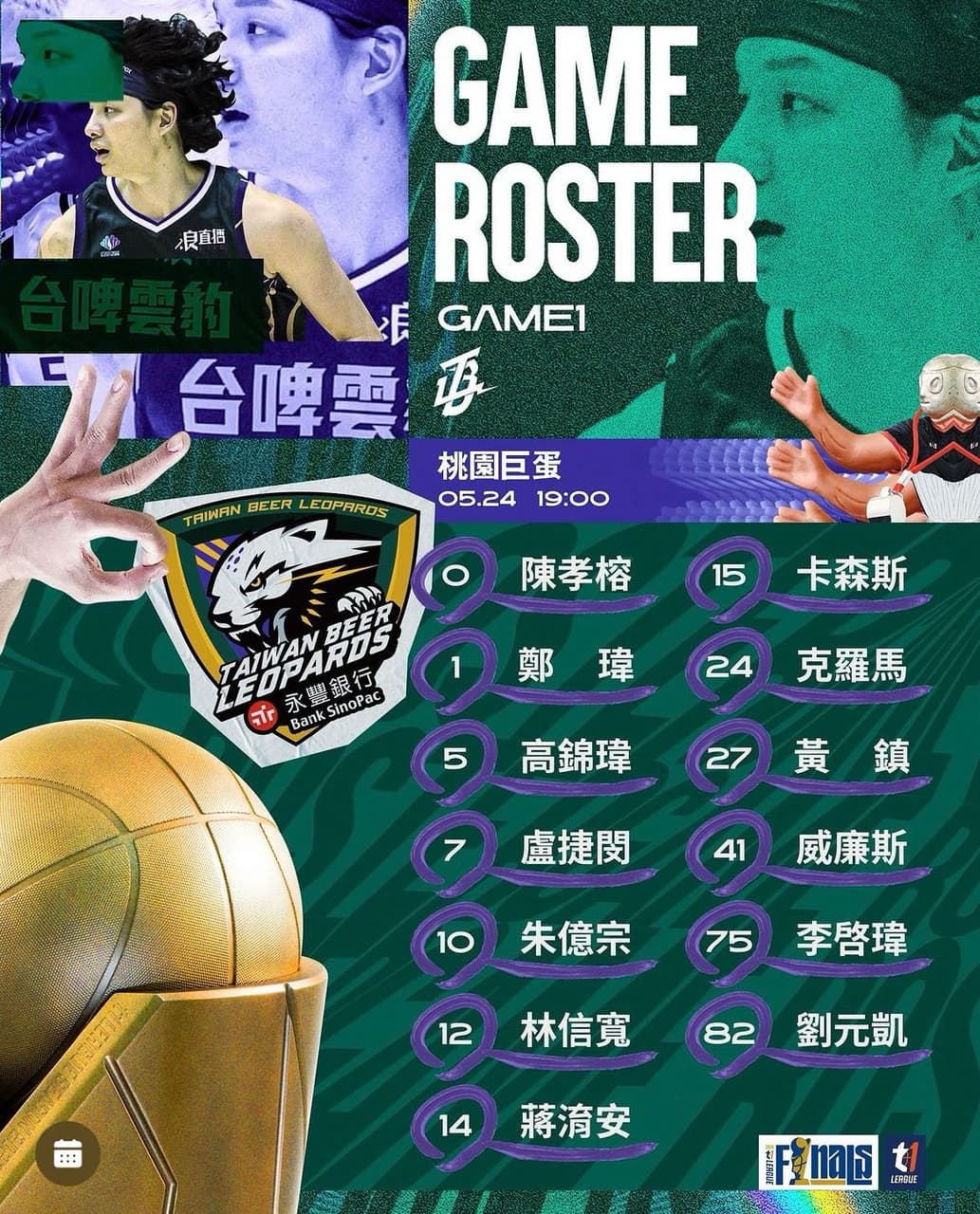 #討論 2024/5/24 T1 LEAGUE / 戰神🪖 VS. 雲豹🐆 / 總冠軍賽G1 賽事討論區（目前雙方 0-0） - 籃球板 | Dcard