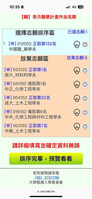個申志願選填!! 升大學考試板 Dcard