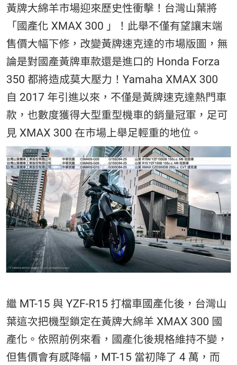 #購車 XMAX國產化! - 重機板 | Dcard