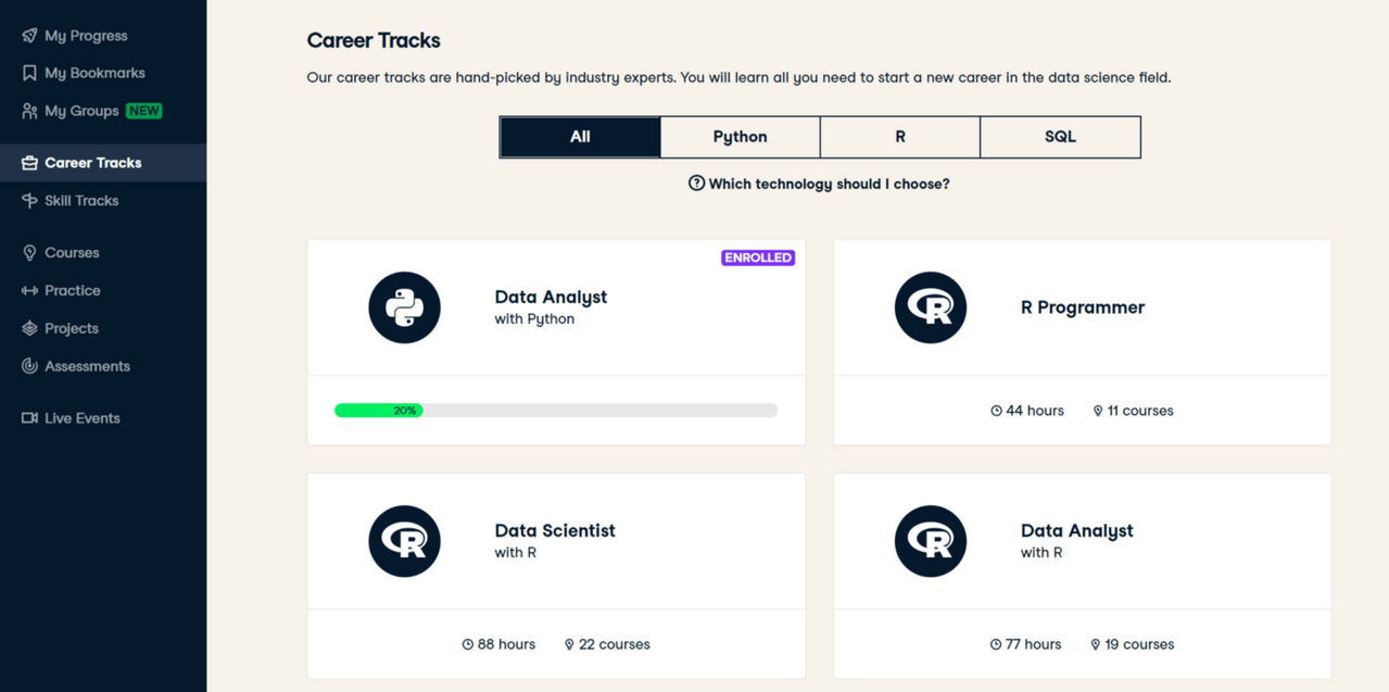 #程式語言 DataCamp 使用心得與費用公開 學習Python數據分析 文末附上2022 60% off 折扣連結 請自行服用 - 課程板 ...