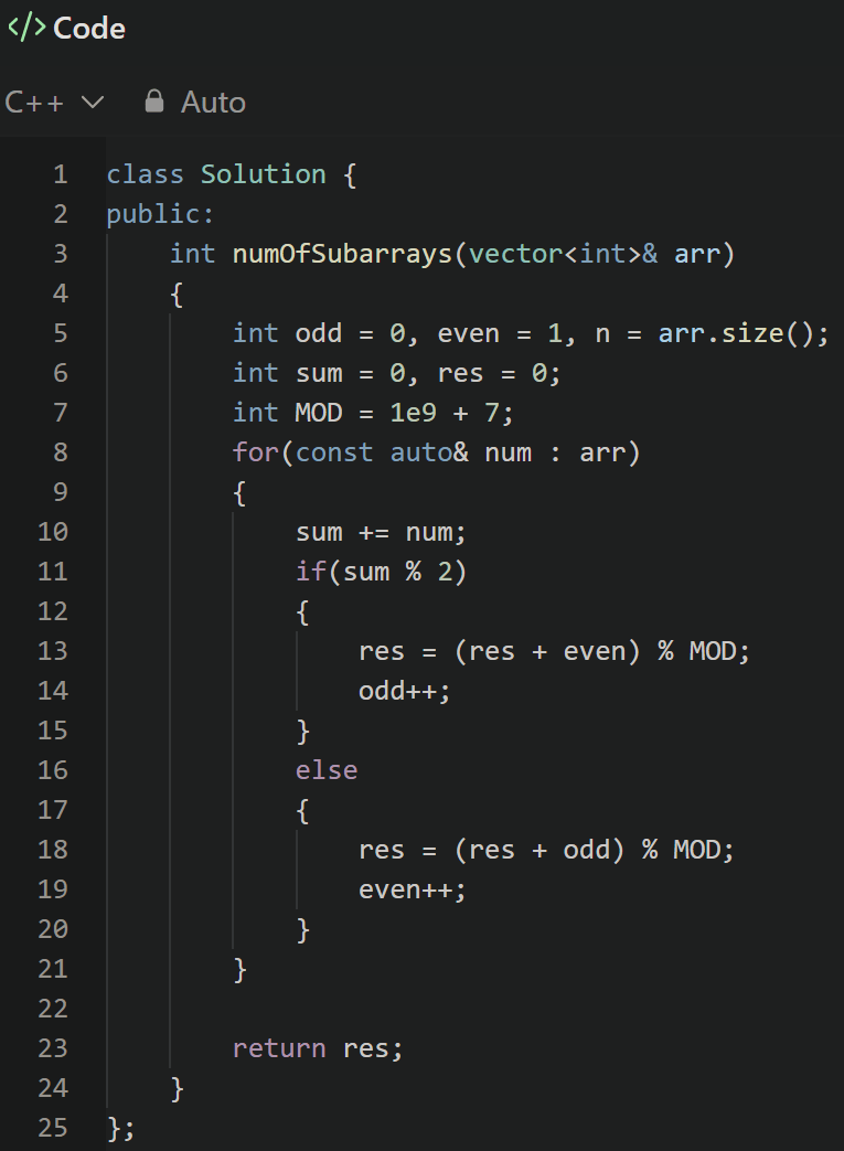 1524. Number of Sub-arrays With Odd Sum 解題紀錄 - 佛朗火箭製造基 (@supersonico) | Dcard