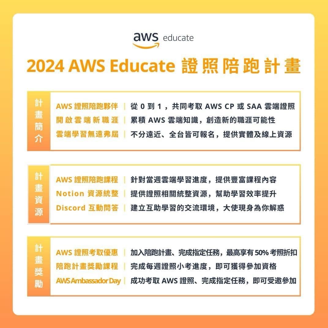 #資訊 AWS Educate 證照陪跑計畫 - 工作板 | Dcard