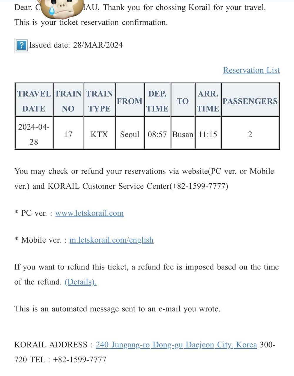 #分享 韓國KTX購票問題 - 韓國旅遊板 | Dcard