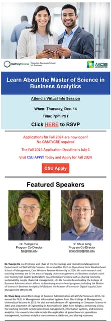 #資訊分享 CPP(加州州立理工大學)MSBA(商業分析所)線上說明會 - 留學板 | Dcard