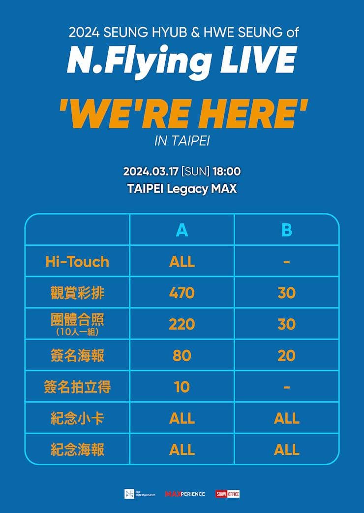 #情報 2024 N.Flying SEUNG HYUB & HWE SEUNG of N.Flying LIVE 'WE'RE HERE' IN TAIPEI - 追星板 | Dcard