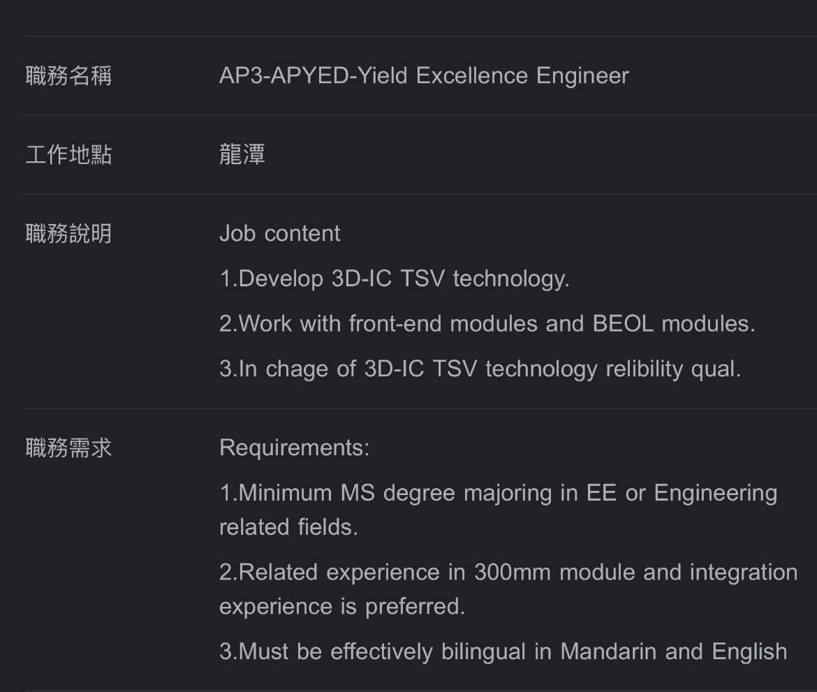 台積電 AP3 YED - 科技業板 | Dcard
